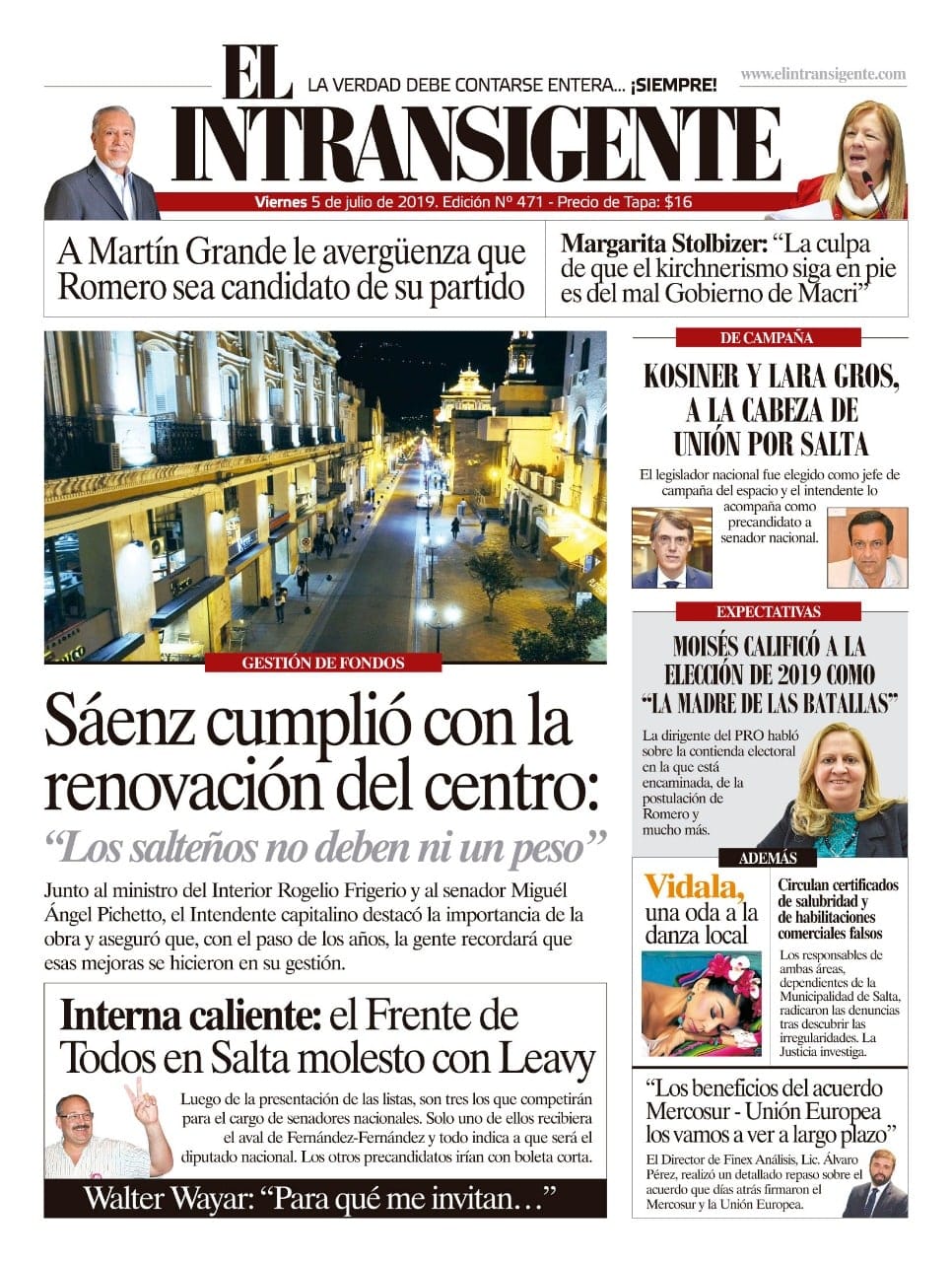 Anticipo del Semanario El Intransigente - Salta 4400